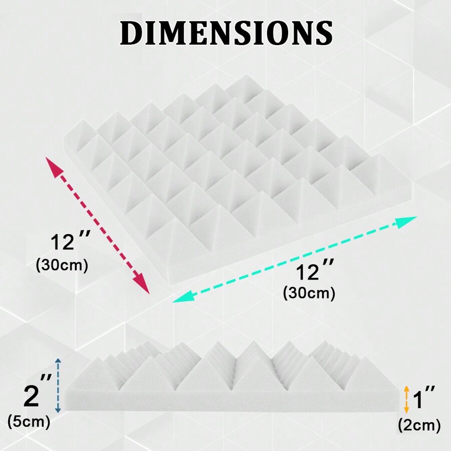 1 Pc, 12 Pcs-12x12x2 Inches Acoustic Panel, Acoustic Foam Panel High Density Acoustic Wall Panel ...