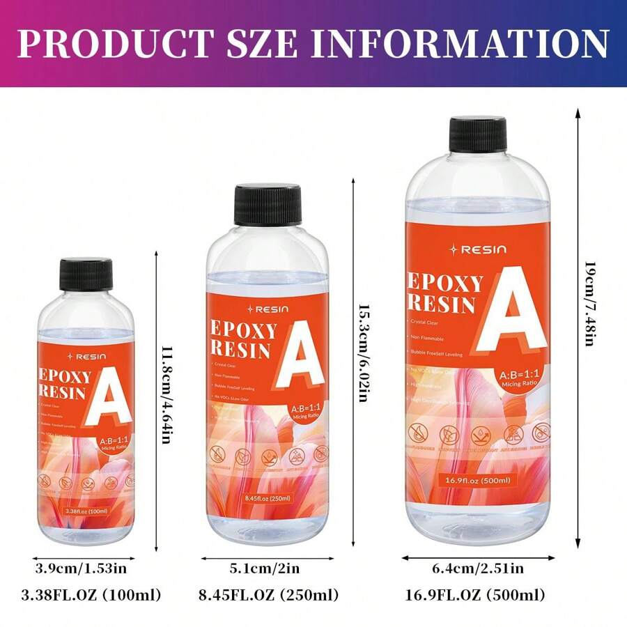 100ml/250ml/500ml Transparent Crystal Epoxy Resin Kit, Bubble-Free ...