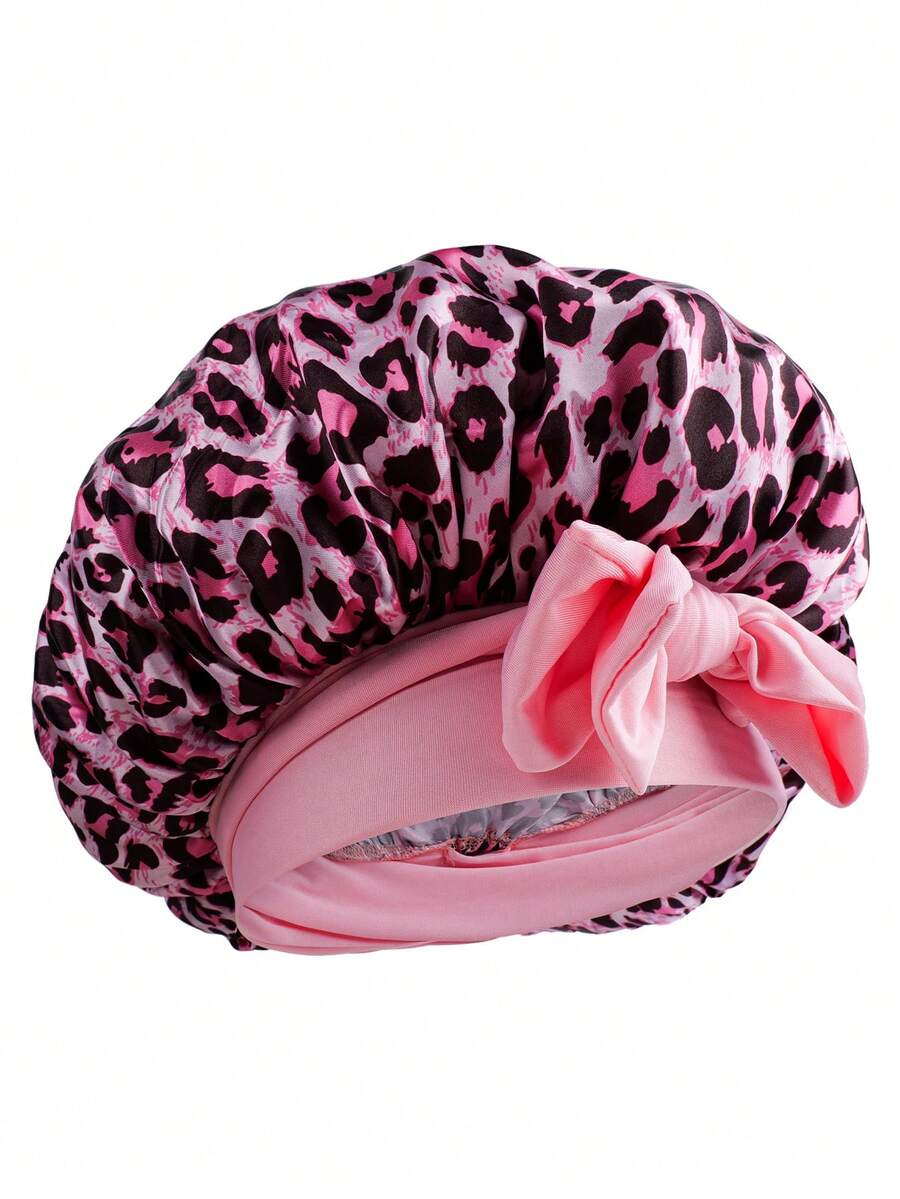 1PC Bowknot Lace Up Satin Bonnet Solid Color Elastic Sleeping Night Cap Lightweight Bath Shower ...