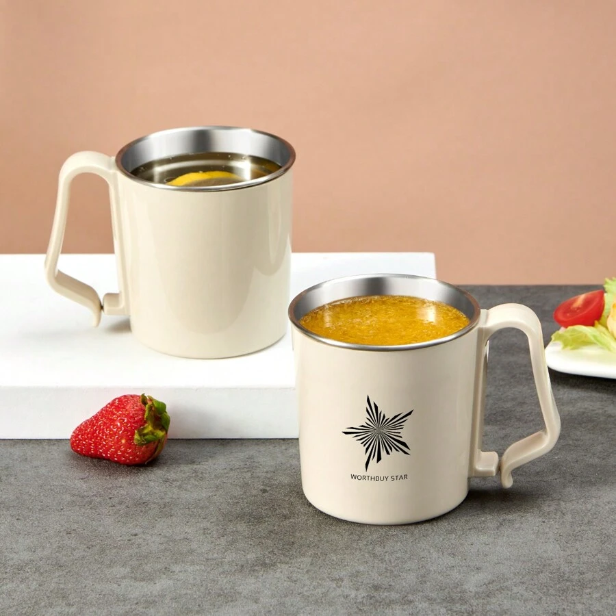 1pc 225ML 304 Stainless Steel Mug With Handle, Detachable Double Layer ...