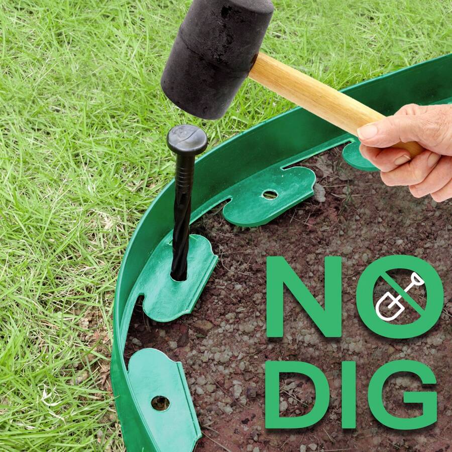 66 FT Landscape Edging Border With 80 Spikes, No Dig Garden Edging 1.8 ...