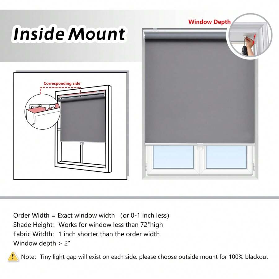 AOSKY Roller Window Shades Blackout Blinds For Windows Cordless Bedroom ...