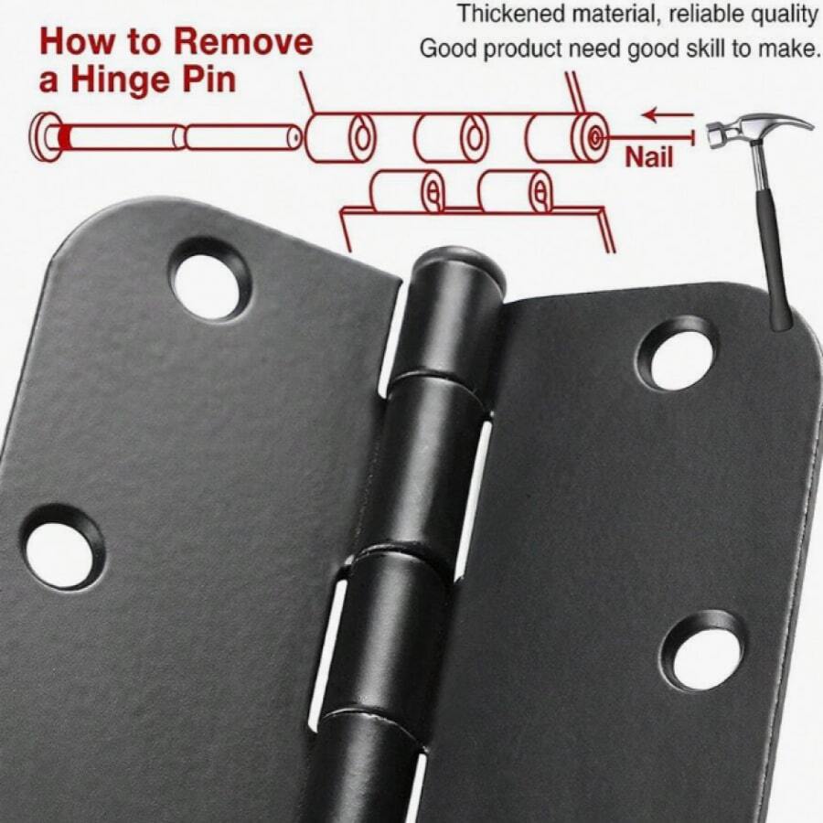 1pc American Style Stainless Steel Flat Open Corner Hinge, Matte Black ...