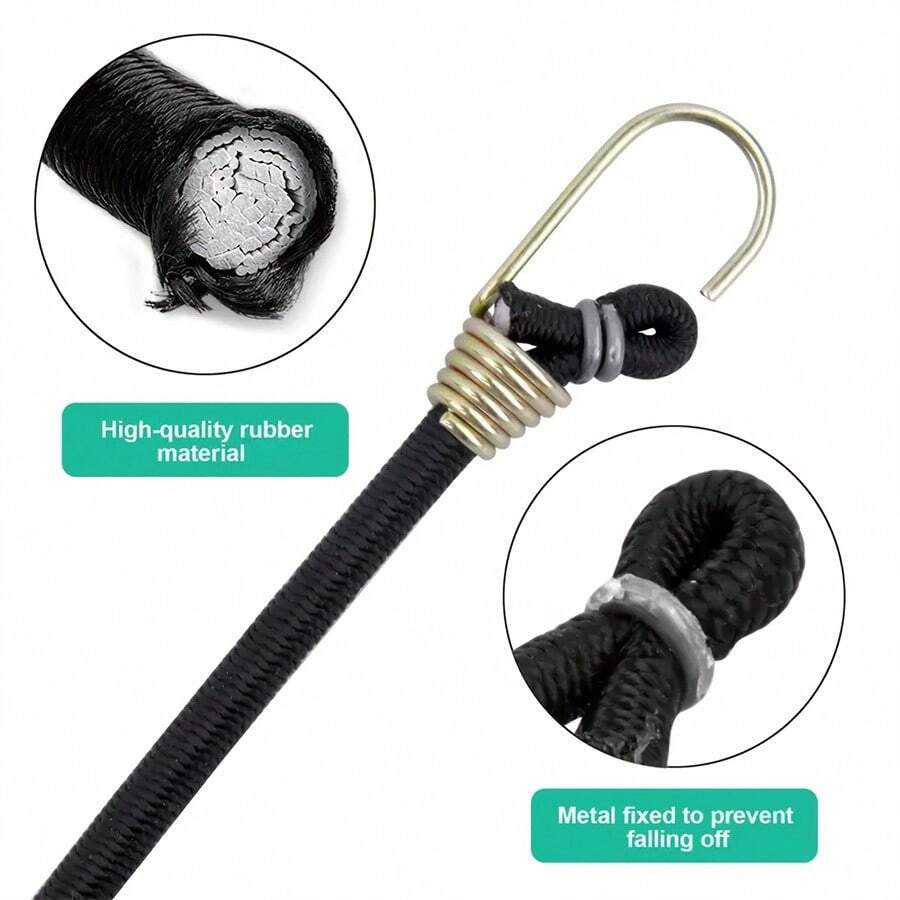 Heavy-Duty Elastic Bungee Cords With Durable Hooks - Strong Nylon And ...