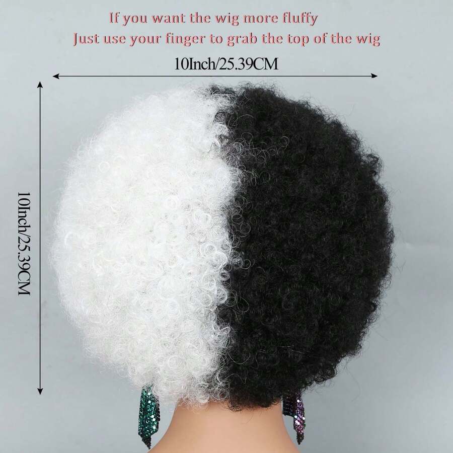 Half Black Half White Afro Wigs For Black Women 70s Large Bouncy And ...