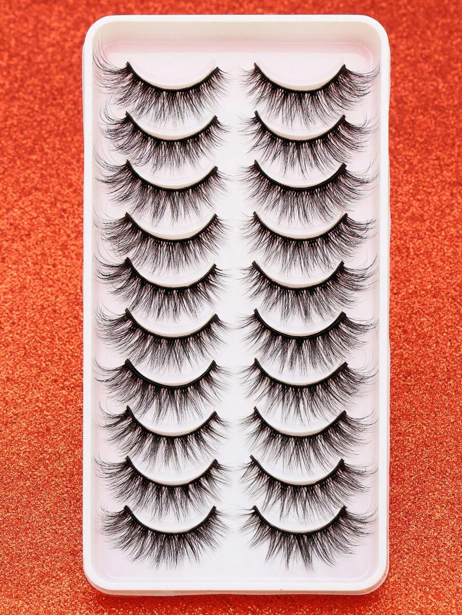 10 Pairs Natural False Eyelashes Fluffy Soft Dramatic 3D Mink Lashes ...