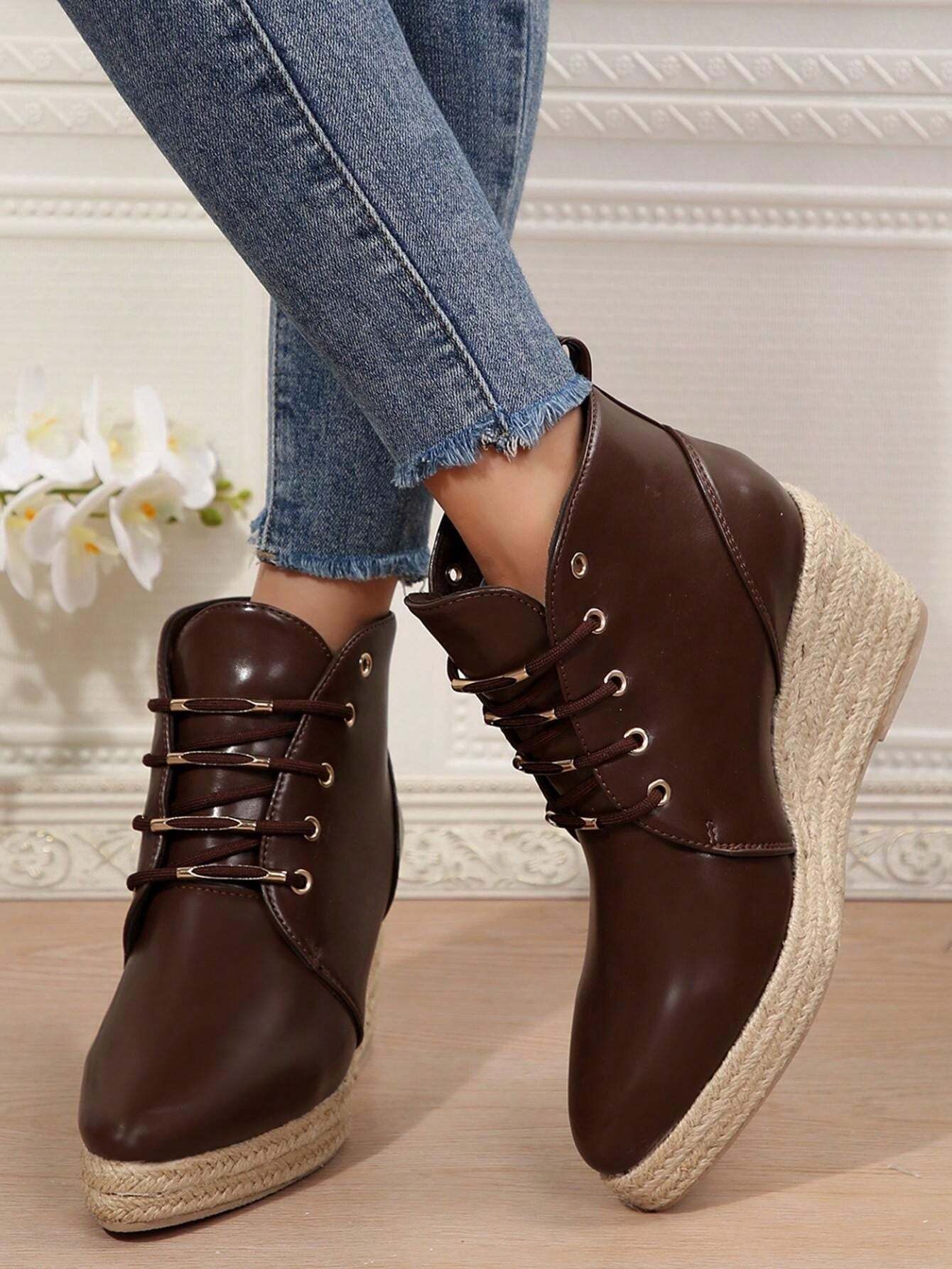2024 New Platform Short Boots, Women Inner Heightening Ankle Boots ...