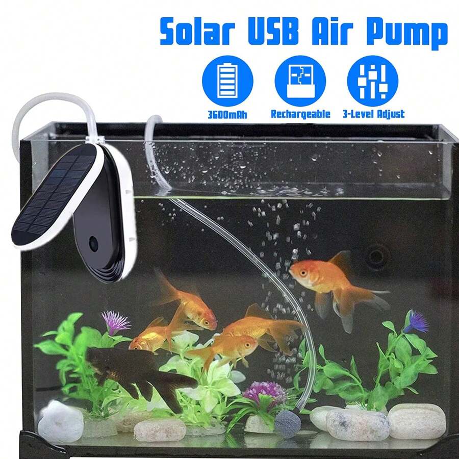 Solar Air Pump With USB Charging Portable Fish Bait Aerator Live Bait ...