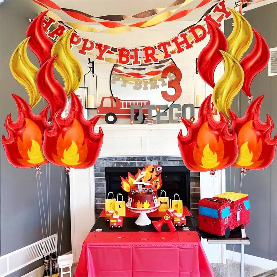 12pcs Fire Balloons Flame Balloons Set - 28 Inch |Helium Supported Red ...