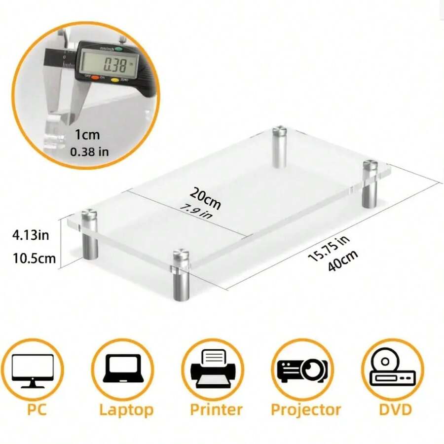 Acrylic Desktop Computer Monitor Riser Stand, Transparent Laptop Screen ...