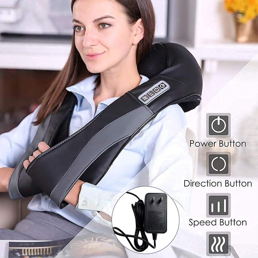 Masseur de cou et dos avec chaleur, massage électrique des épaules avec 8 nœuds, masseurs ...