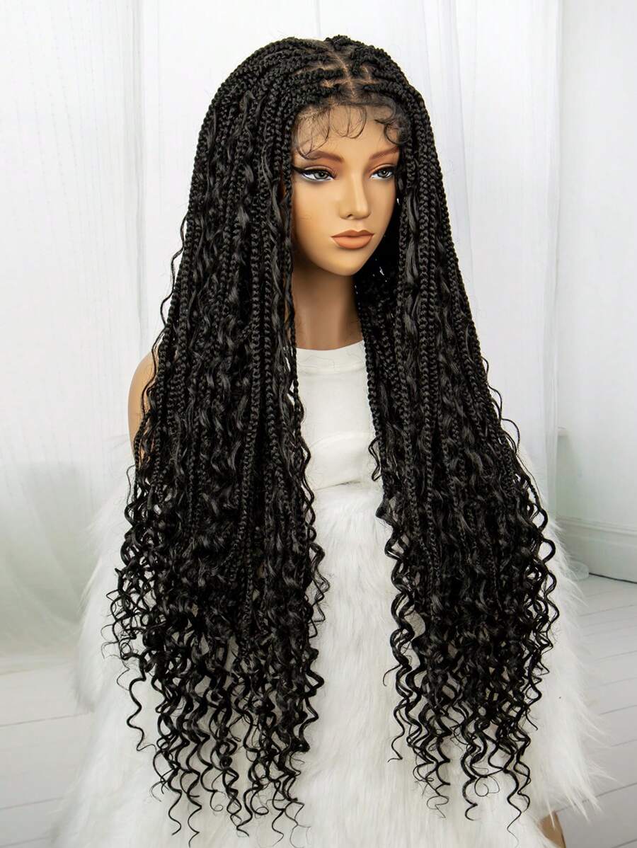 32 Inch Boho Style Pre-Braided Full Lace Synthetic Golden Curly Goddess ...