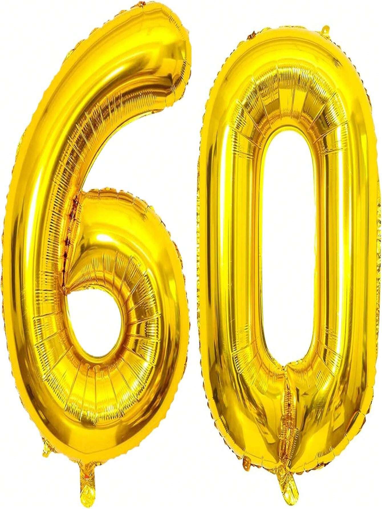 32-Inch Gold Number 60 Foil Balloon, Large Number 60 Polyester Balloon ...