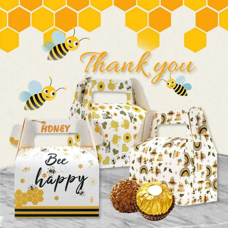 8 Pcs Honey Bee Candy Boxes Beehive Gift Boxes Sunflowers Treat Boxes Bee Party Boxes Favors Bee ...