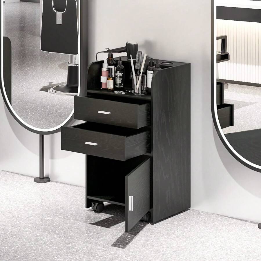 Barber Stations Storage Cabinet With 2 Drawers & Large Cabinet, Salon ...