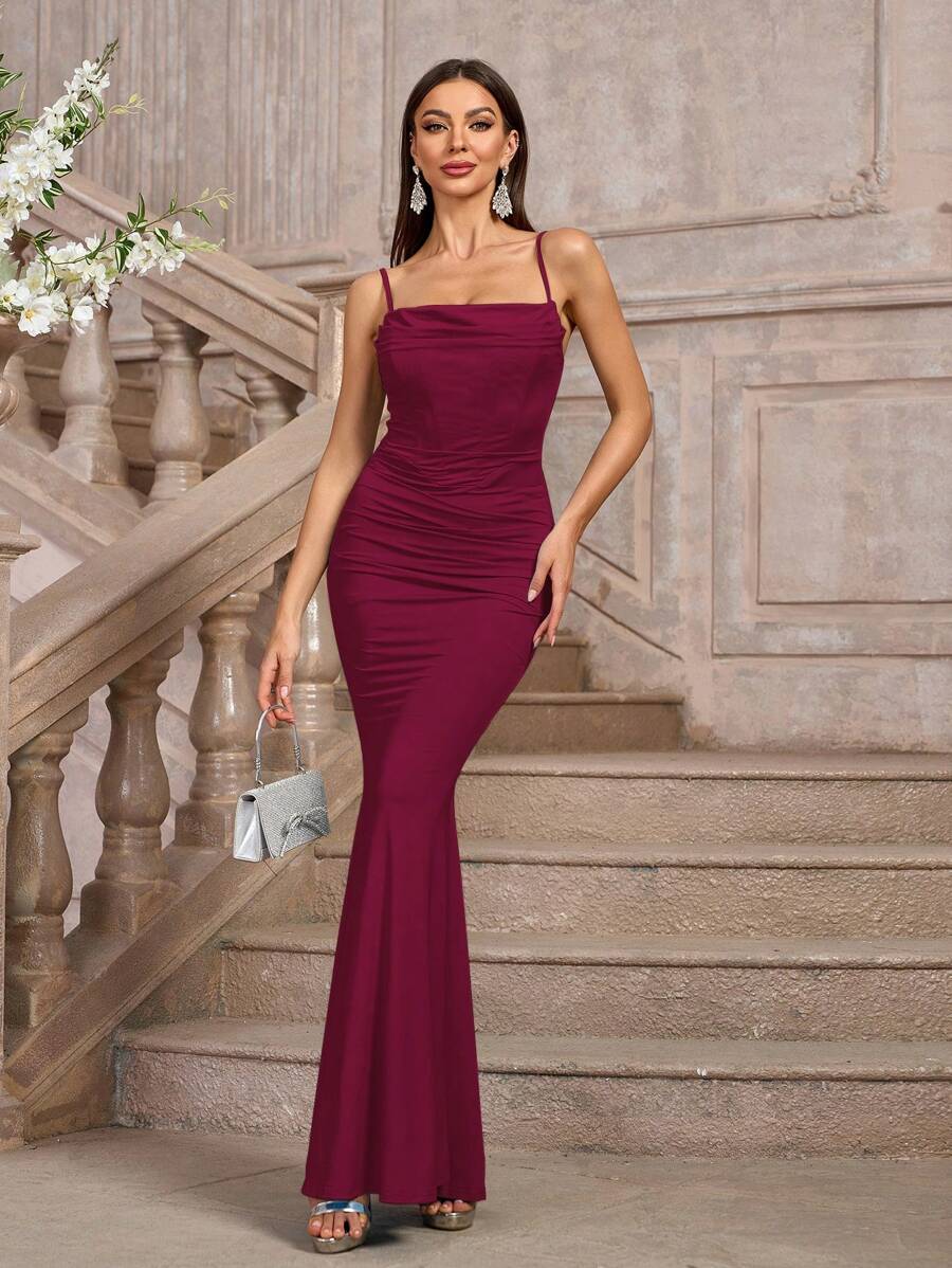 PARTHEA Solid Ruched Bodycon Dress | SHEIN USA