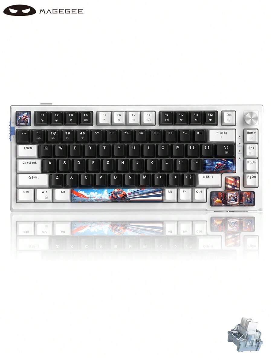 MageGee SKY81 75% Wireless Gasket Mechanical Gaming Keyboard, Tti-Mode Hot Swappable RGB Custom ...