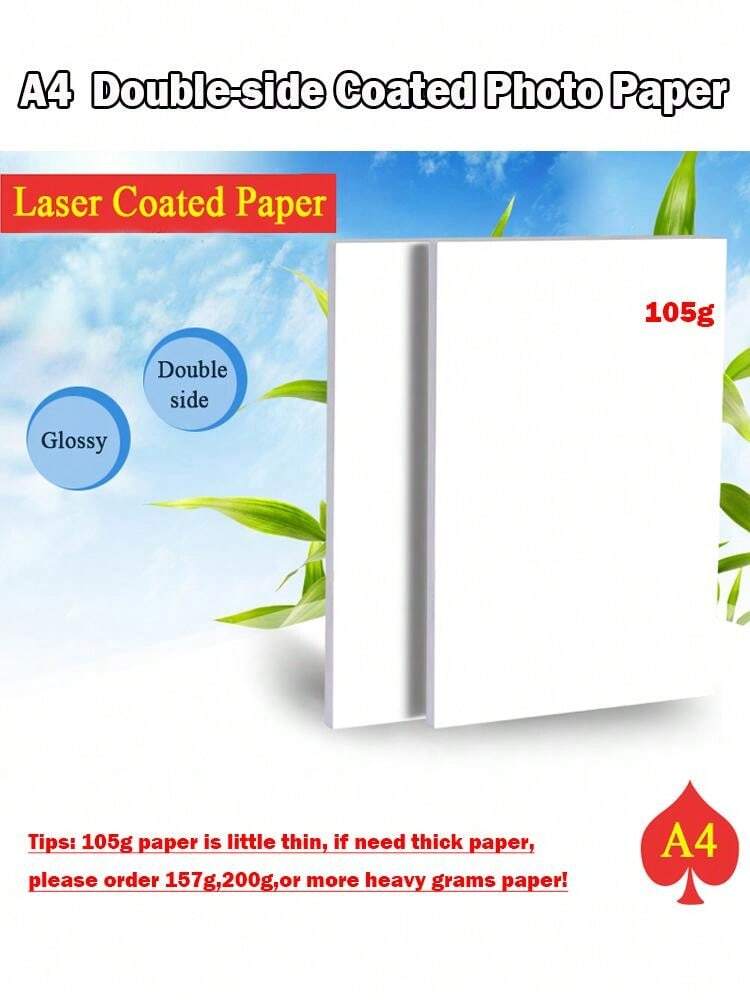 A4 50sheets 105g Thin Laser Printer Double-Side Glossy Coated Photo ...