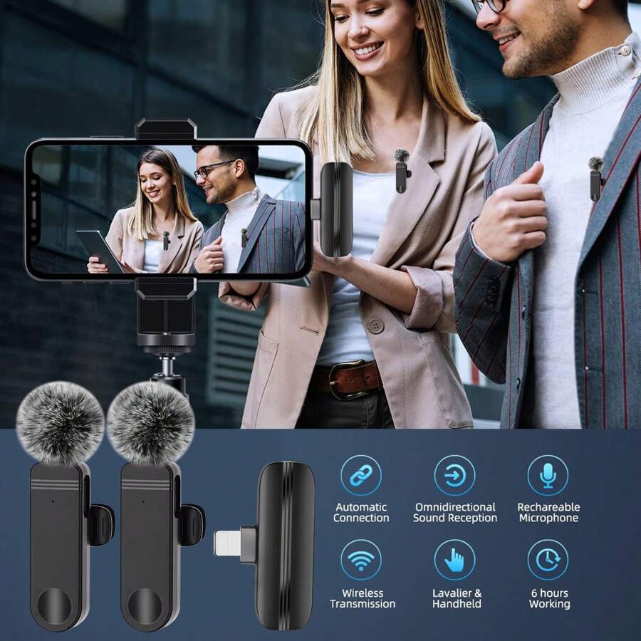 Microphone cravate sans fil pour iOS, microphones cravate avec ...