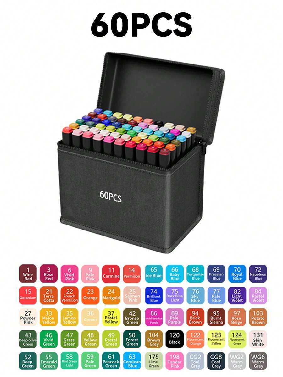 12/24/36/48/60/80/100/120/168 Color Dual Tip Art Markers Double-Ended ...