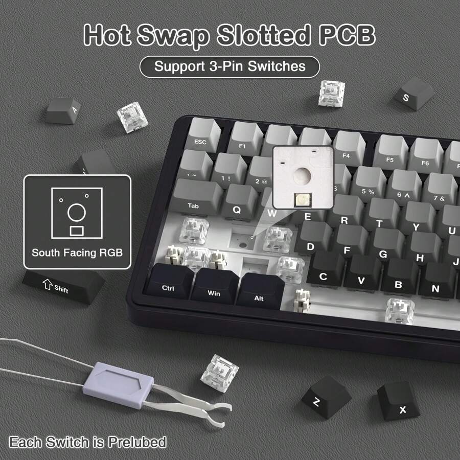 ATTACK SHARK X85 Hot Swap Mechanical Keyboard,75% TKL RGB Gaming Keyboard,Wireless 2.4GHz ...