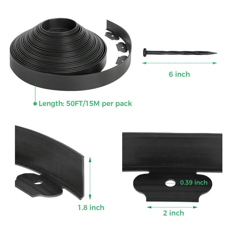 50 FT Landscape Edging Border With 60 Spikes, No Dig Garden Edging ...