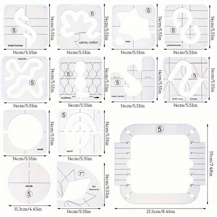 13 piezas Regla modelo de talla de ropa, regla de parche, regla de ...