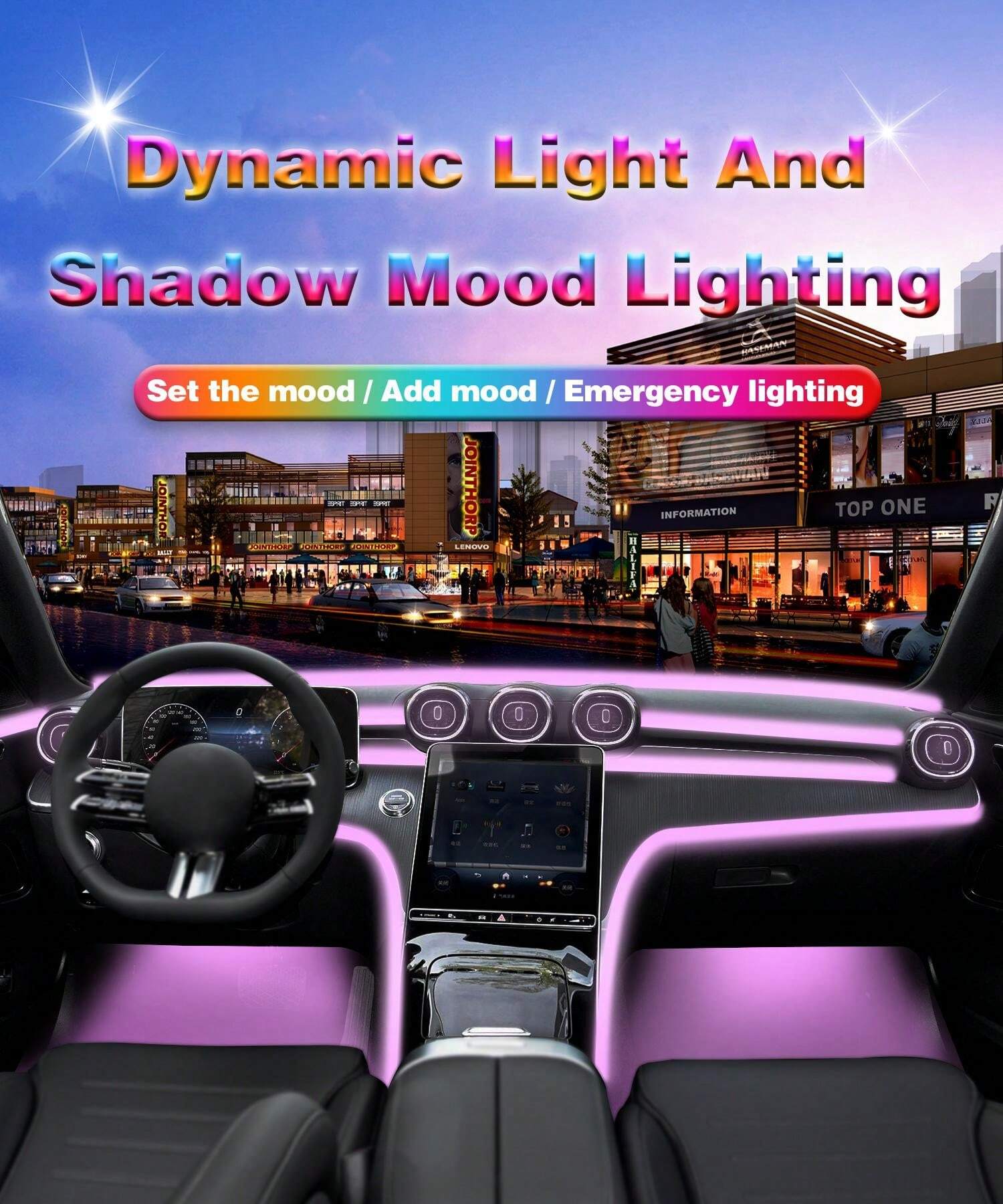 Luces ambiente de coche LED RGB interiores ocultas universales con tiras de acrílico ...