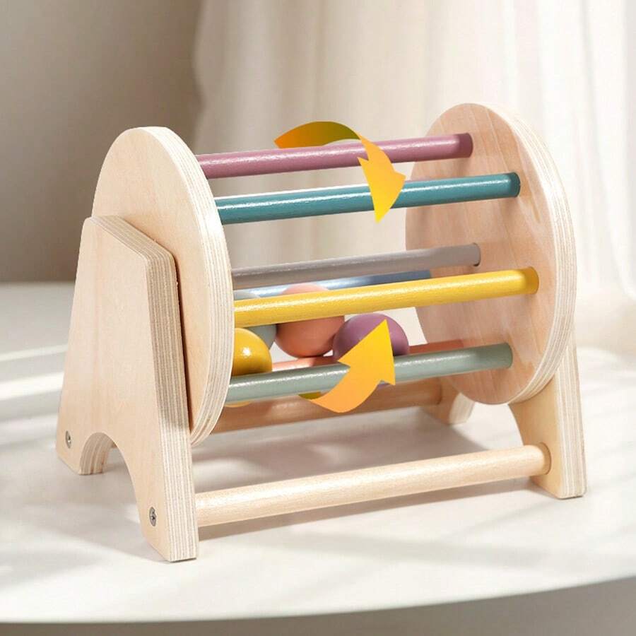 Montessori 3-In-1 Desktop Wooden Rolling Drum, Solid Wood Desktop ...