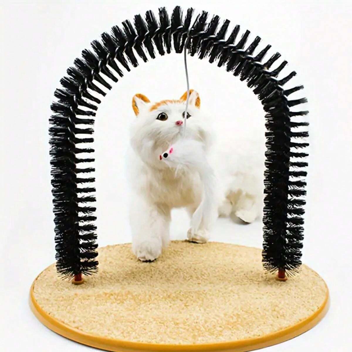 1pc Cat Arch Tickle Toy With Scratching Board Base - Bristle Material ...