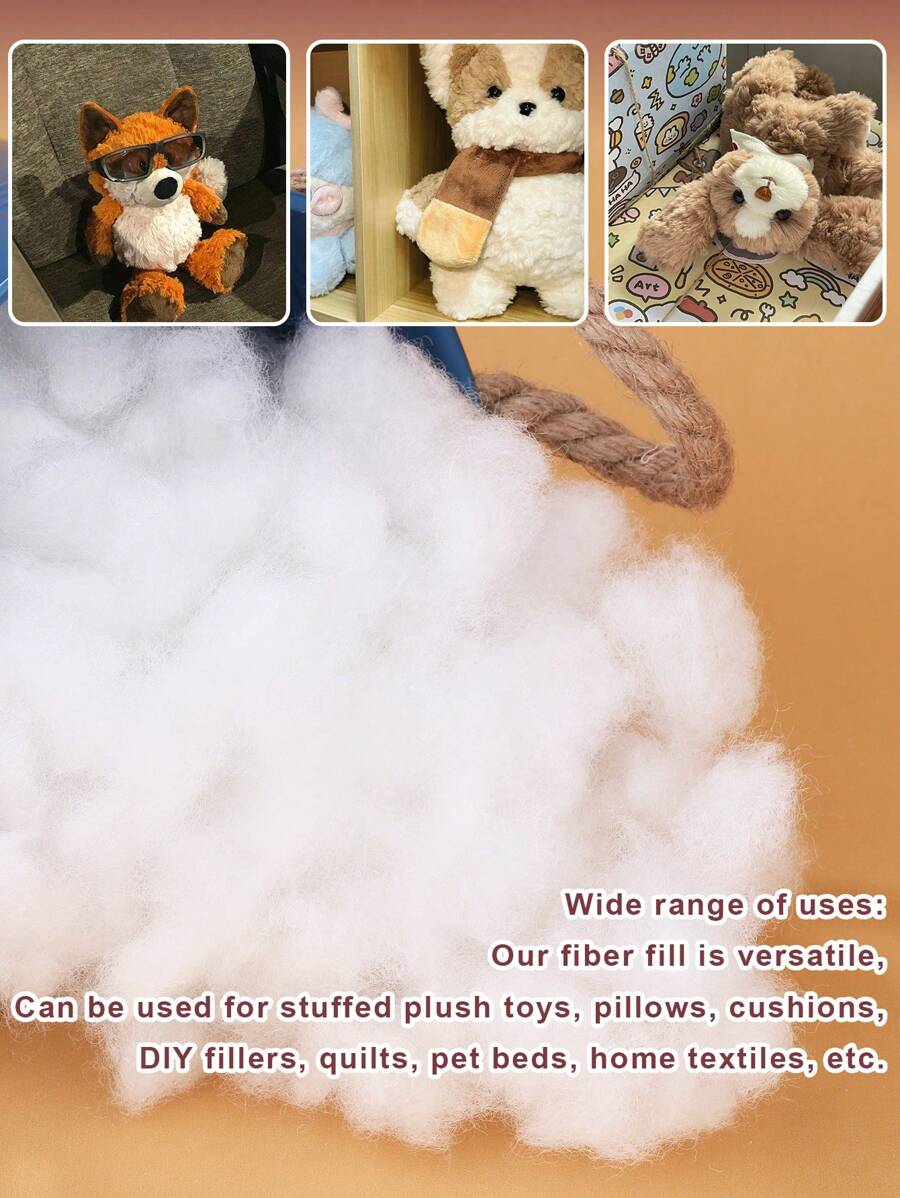 1 Pack 60g Polyester Fiber Stuffing, Plush Craft Doll Filling With 3 ...