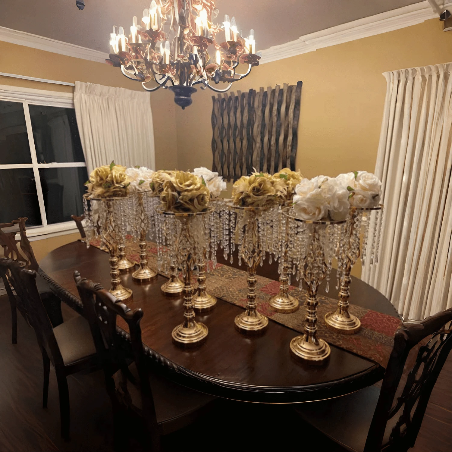 Golden Branch Center Piece Wedding Decor, Crystal Flower Stand Vase ...