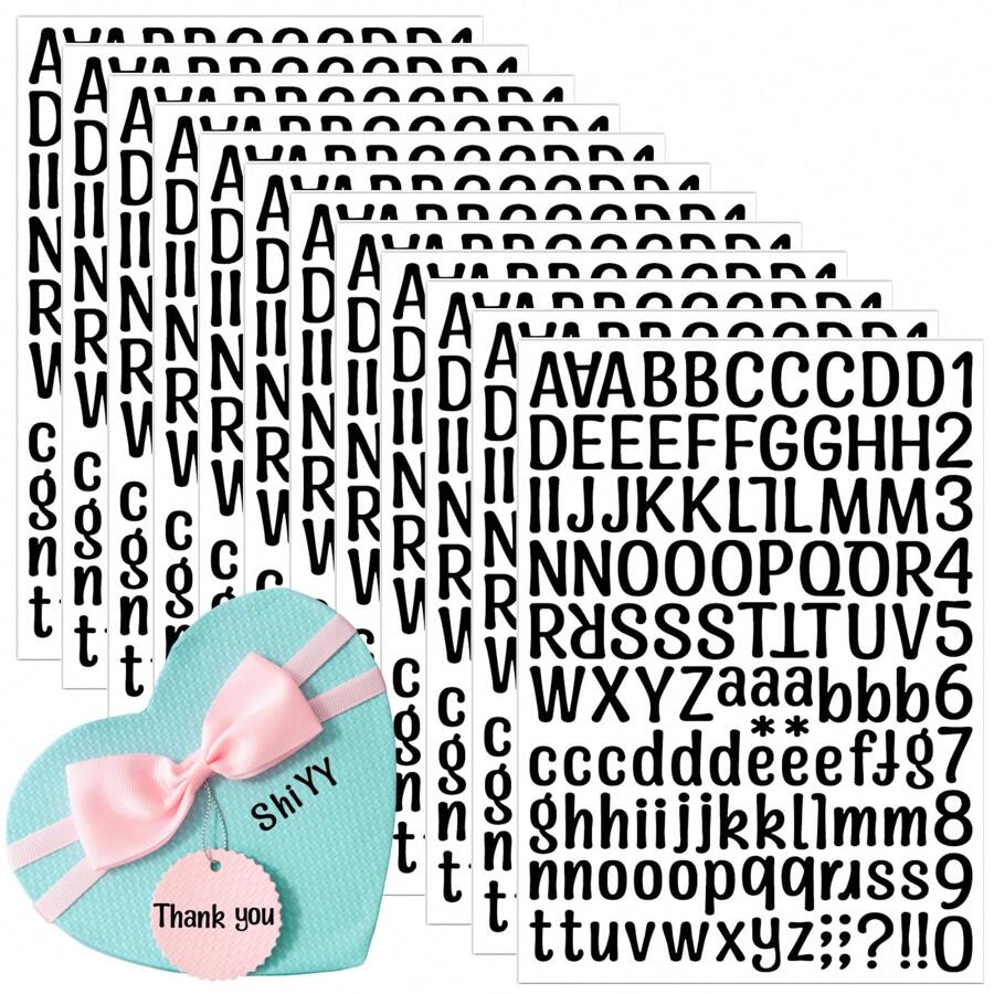 12 Sheets Alphabet Stickers, Vinyl Self-Adhesive Number Alphabet Vinyl ...