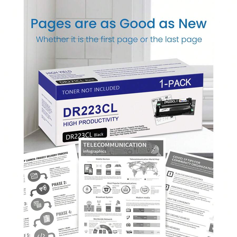 DR223 Drum Unit 1 Pack Replacement For Brother DR223 Drum Cartridge DR223CL Use With TN223 TN227 ...