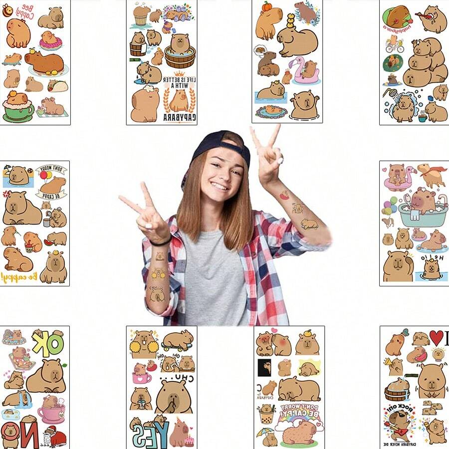 100PCS Capybara Temporary Tattoo Cute Capybara Tattoo Stickers Capybara ...