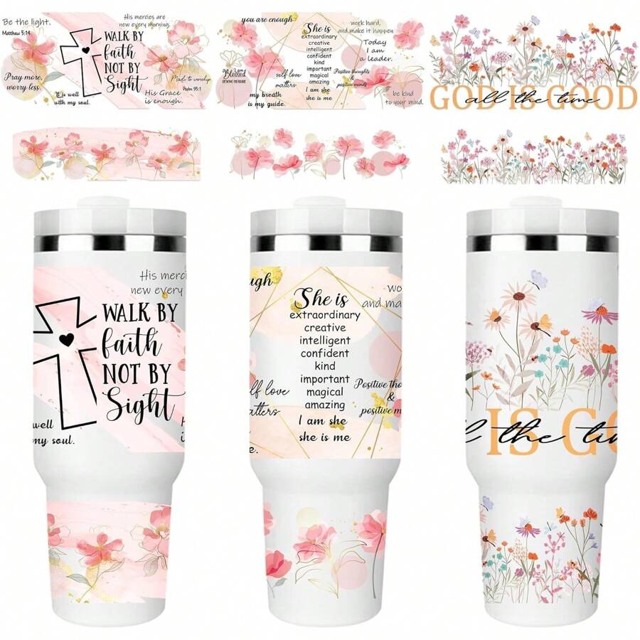 UV DTF Cup Wraps Transfer - 6 Sheets Bible Verse UVDTF Cup Wraps ...