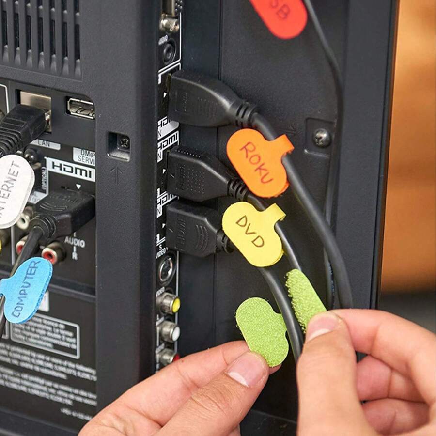 10 Multi-Color Data Cable Labels, Hook-And-Loop, Network Cable ...