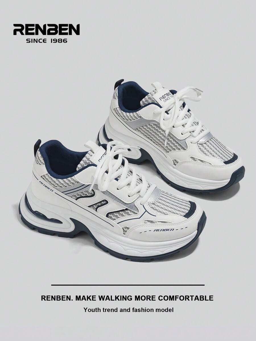 RENBEN Ein Paar sportliche Damenaufzug-Sneaker mit Schnürsenkeln und lässig Chunky Sneakers ...