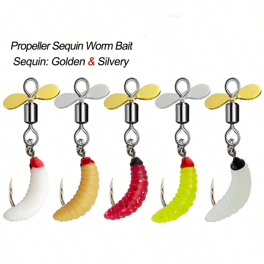 5Pcs/Box Propeller Worm Fishing Lure Spinner Spinning Bait Rotating ...