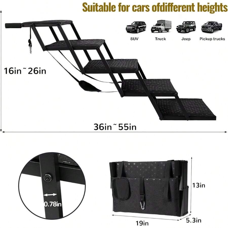 Extra Wide Dog Stairs For Car - Foldable Dog Ramps For Large Dogs With ...