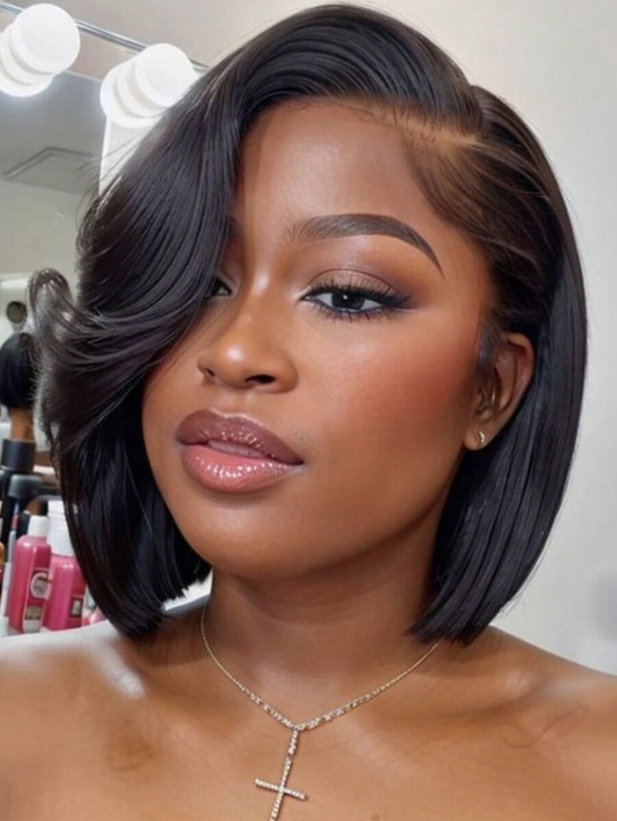 Unice Hair Side Part Bob Wig With Blow Out Bangs Pre Cut Pre Bleached ...
