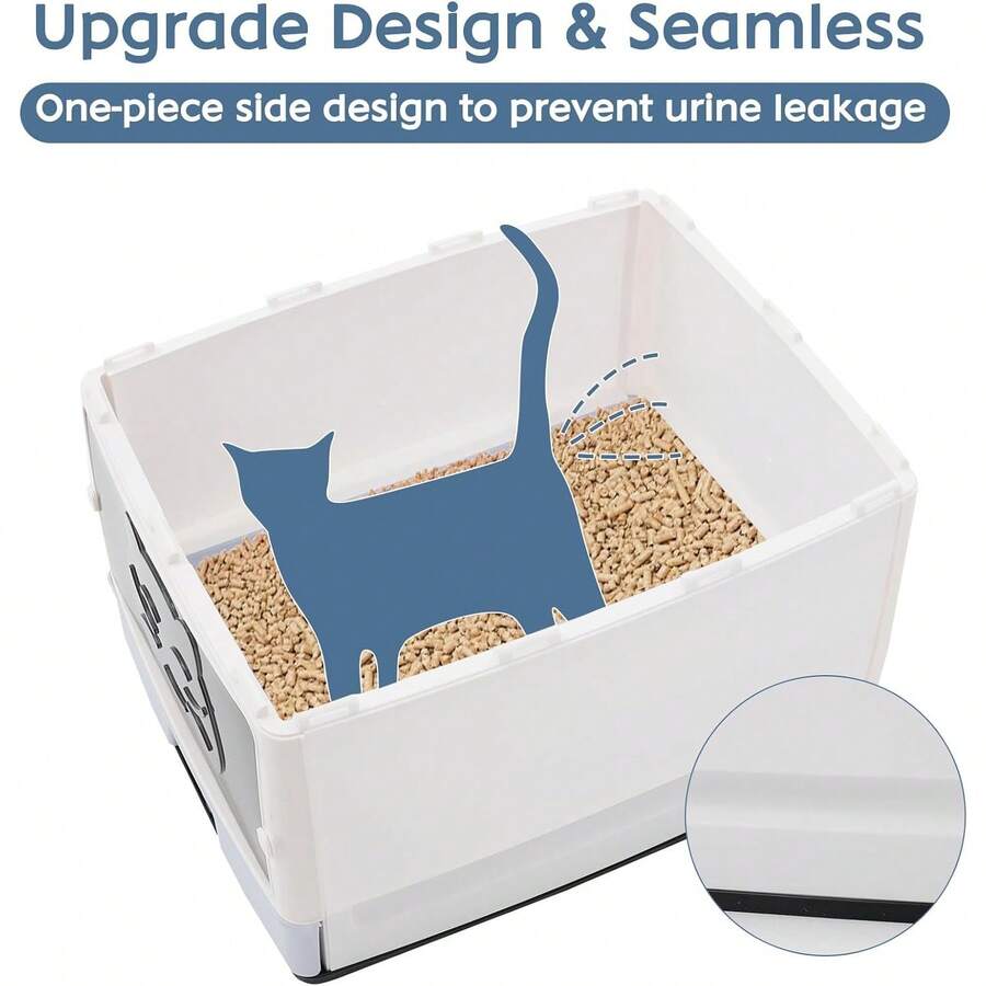 Cat Litter Box With Lid, Foldable Litter Box With Pull-Out Tray, Scoop ...