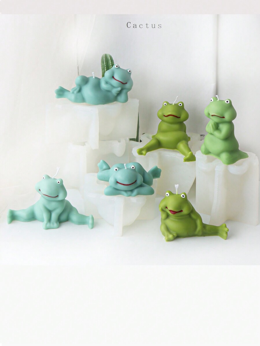 3D DIY Cartoon Silicone Cute Frog Candle Mold Yoga Frog Plaster Resin ...