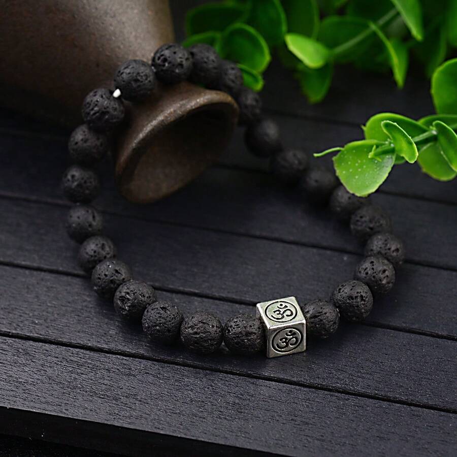 Women Lava Rock Beaded Bracelet Men's Lucky Yoga Energy Wrist Mala ...