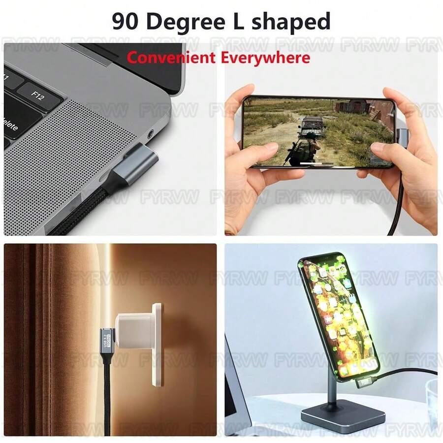 USB C Elbow Extension Cable USB3.1 10Gbps PD100W Cable Male To Female ...