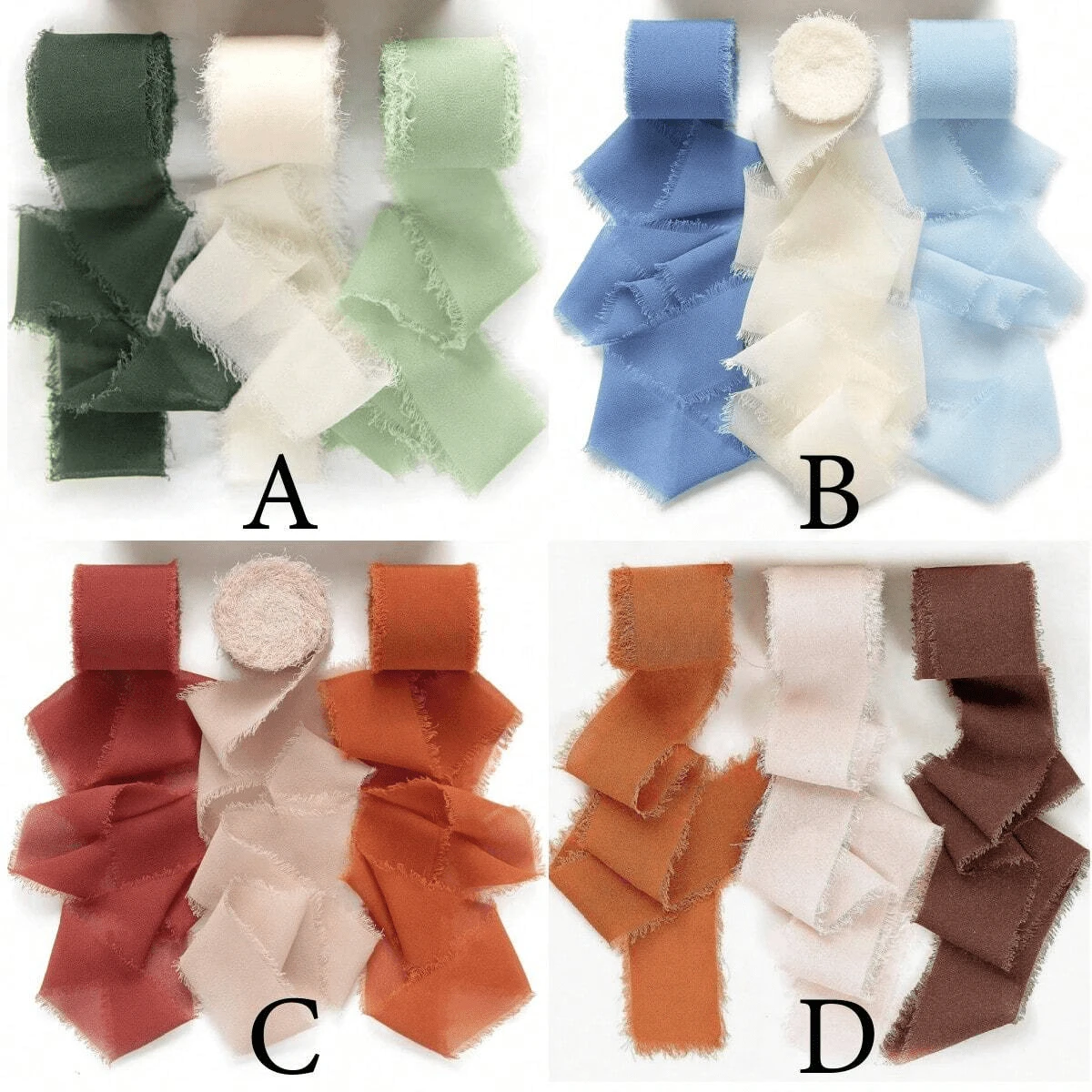 3 Rolls Of Chiffon Silk Ribbon For Gift Wrapping, Vintage Style Ribbon ...