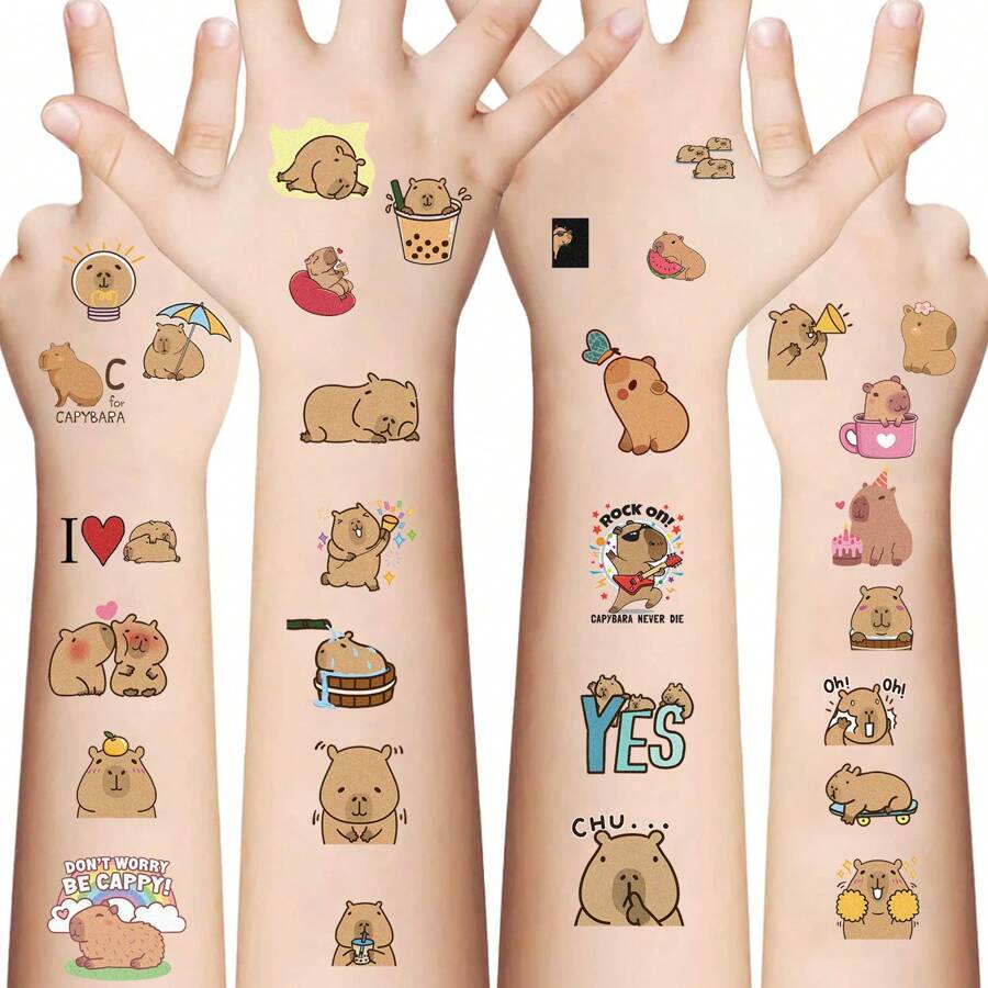 100PCS Capybara Temporary Tattoo Cute Capybara Tattoo Stickers Capybara ...