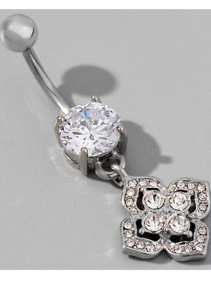 New Retro Style Stainless Steel Navel Pin Flower Belly Piercing Button ...