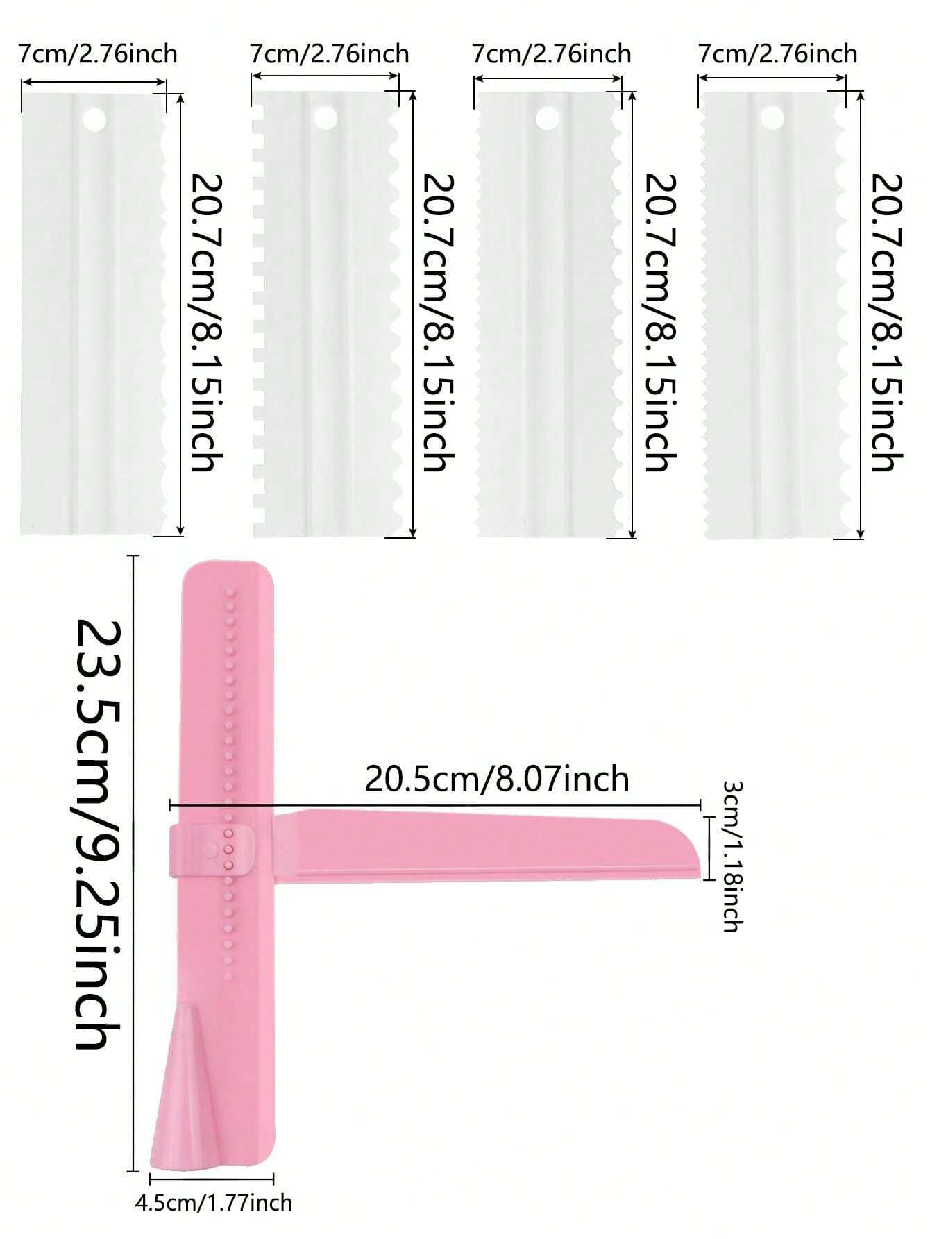 5pcs Cake Scrapers Set Decorating Comb And Icing Smoother, Plastic ...