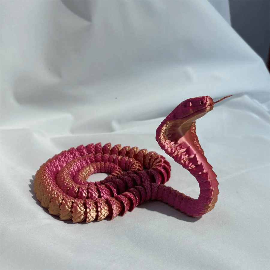 3D Printed Articulated Snake Model, Golden Snake Feng Shui Decor, Whole ...